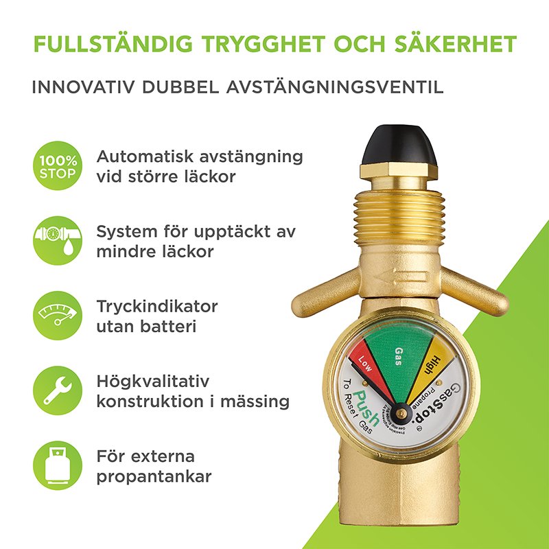 GasStop emergency shut-off valve for propane gas bottles SE 0.885 NGO ...